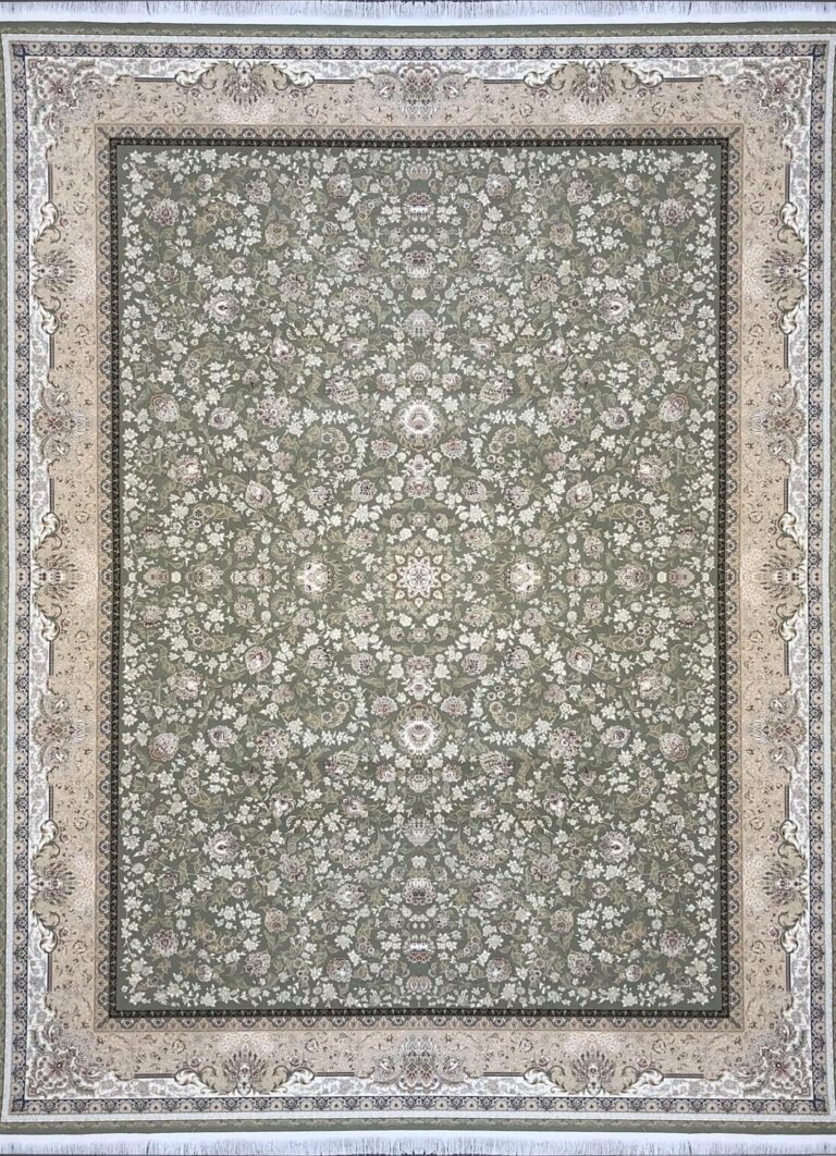 فرش درباری سبز 1500 شانه - فرش کاشان | خرید فرش ماشینی با بهترین قیمت